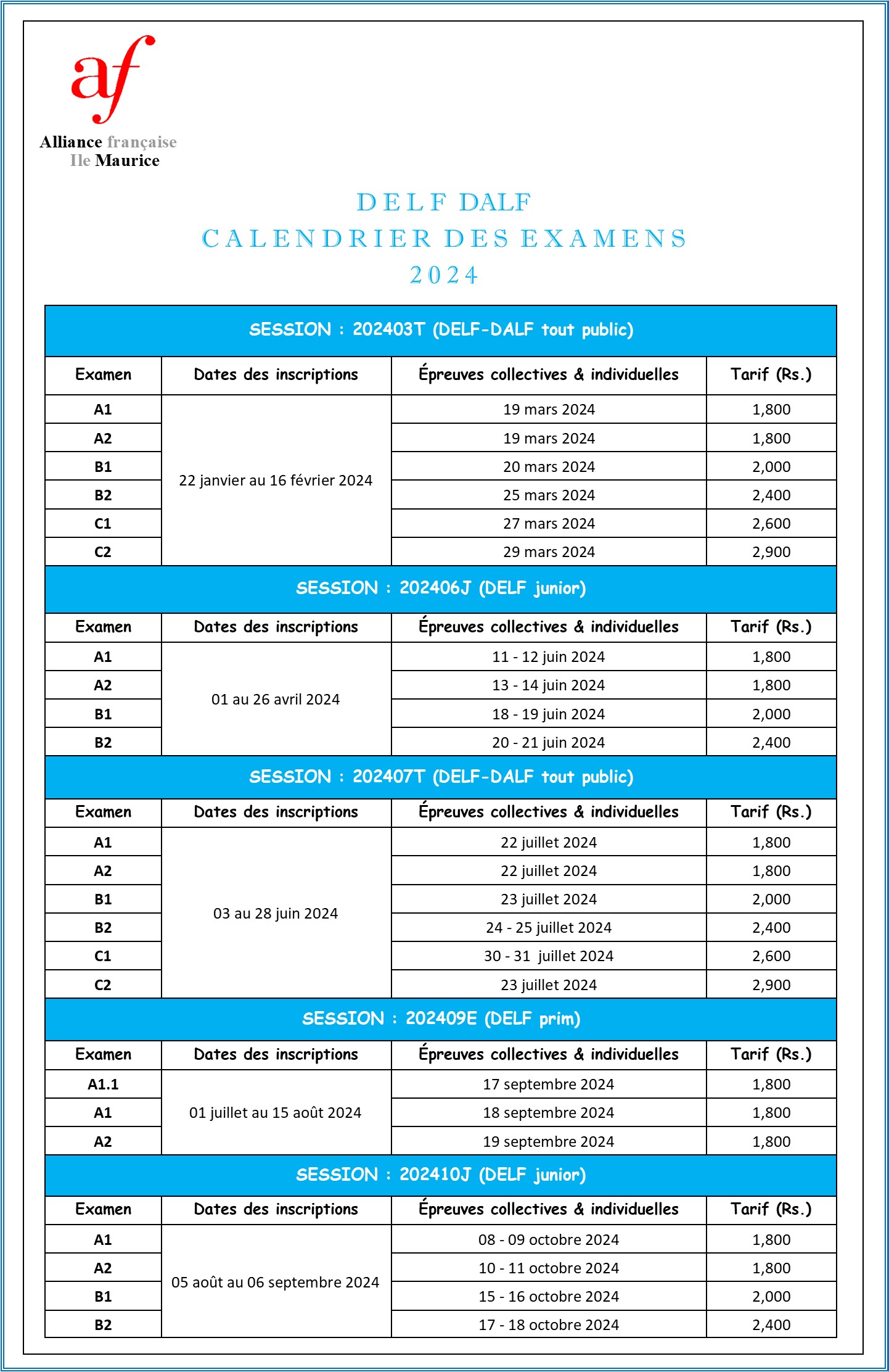 DELF DALF – Alliance Française Ile-Maurice