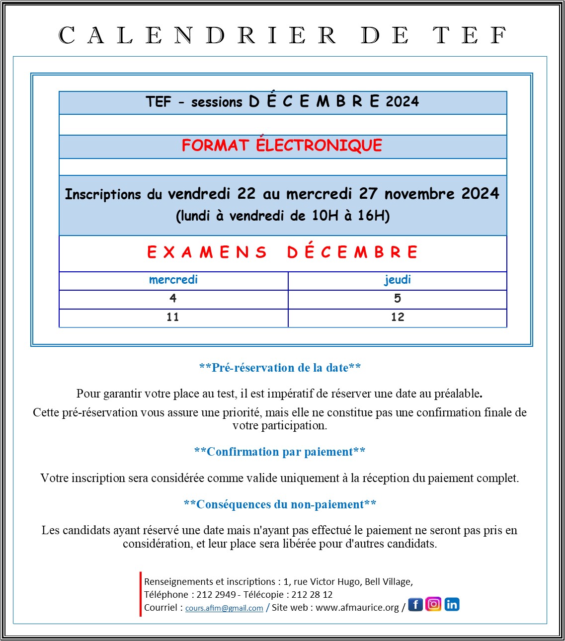 TEF – Alliance Française Ile-Maurice